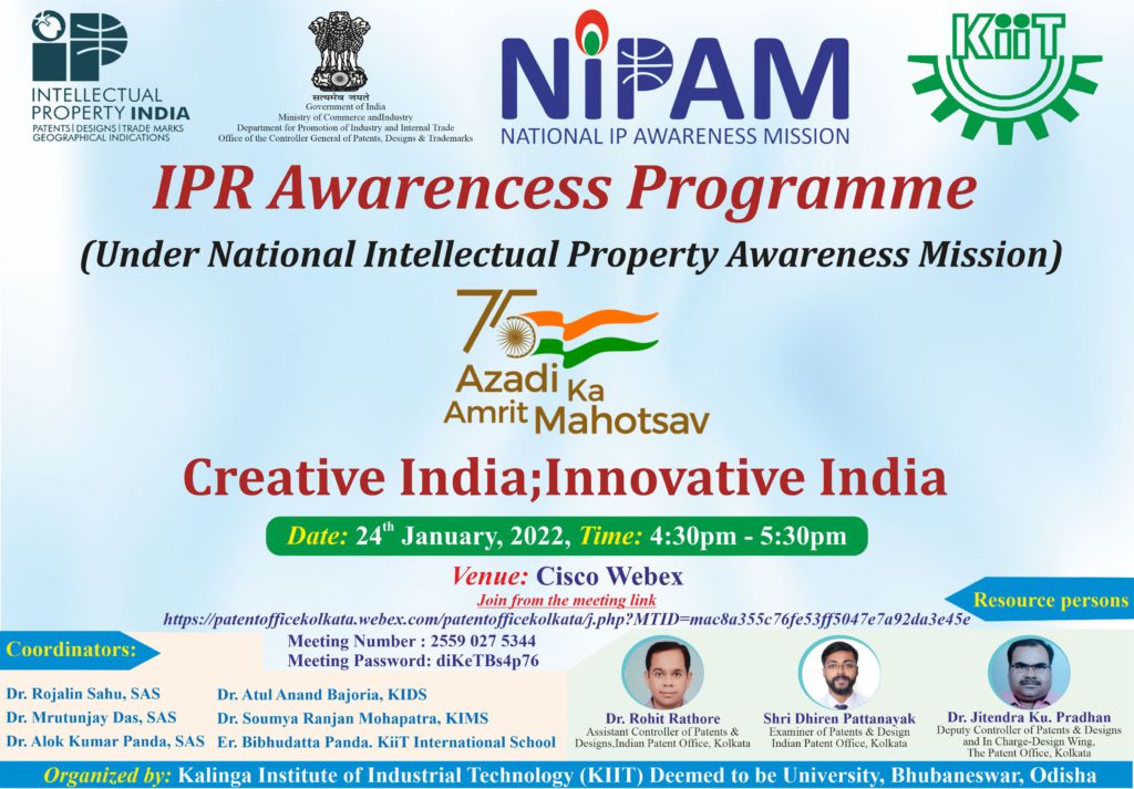 Intellectual Property Rights Awareness Programme (NIPAM) - KIIT Deemed ...