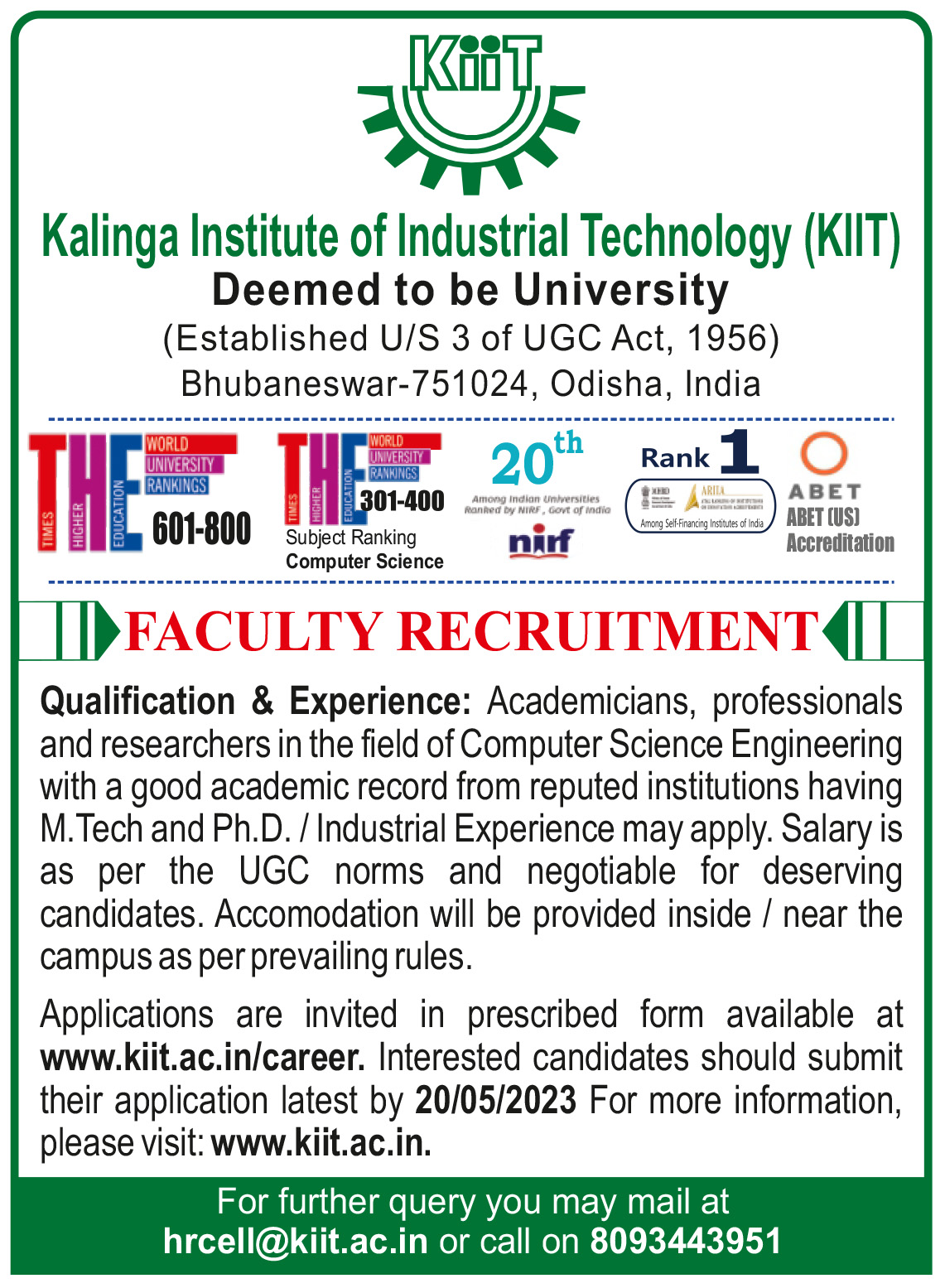 KIIT Careers - Job Openings at KIIT - KIIT Deemed to be University